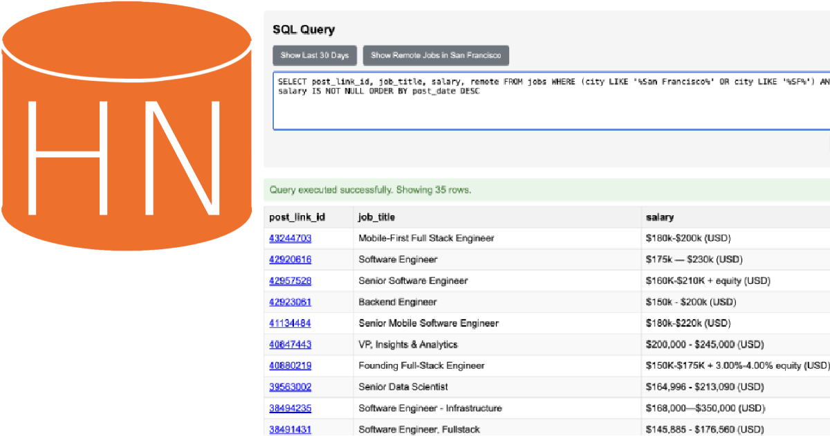 HN Who's Hiring Database